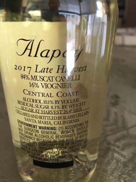 2016 Alapay Cellars Late Harvest Muscat, USA, California, Central Coast ...