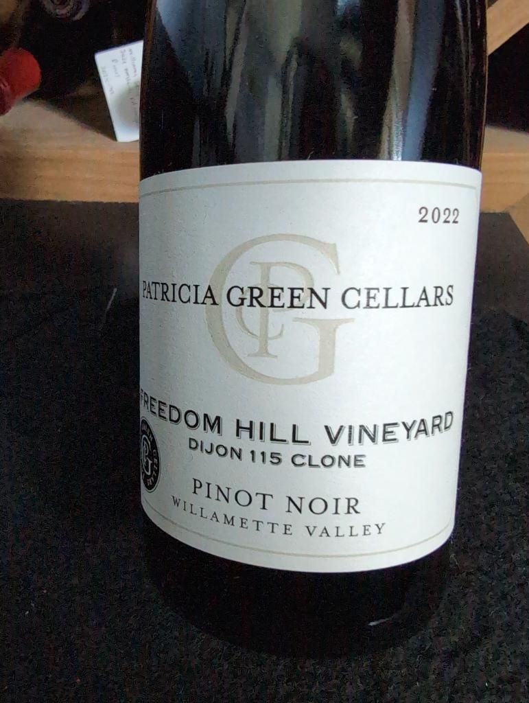 2022 Patricia Green Cellars Pinot Noir Dijon 115 Freedom Hill Vineyard ...