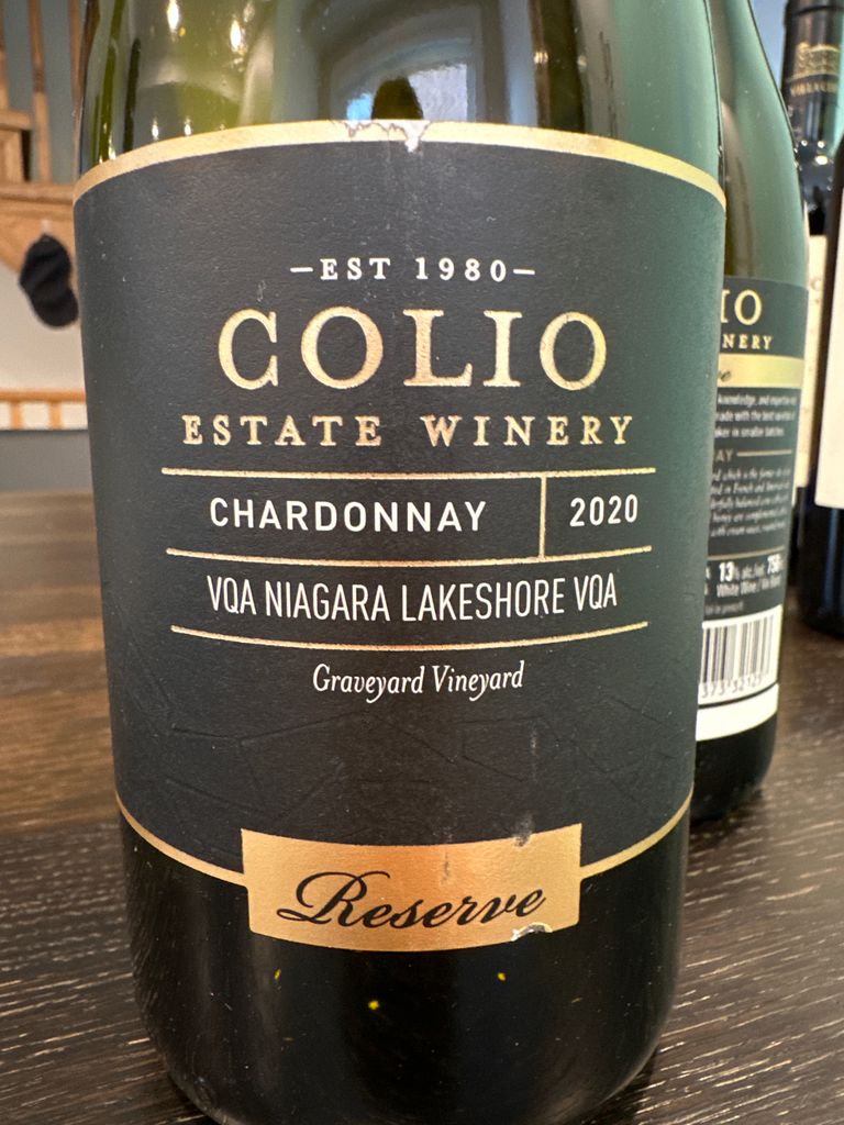 2020 Colio Estate Winery Chardonnay Reserve Graveyard Vineyard, Canada ...
