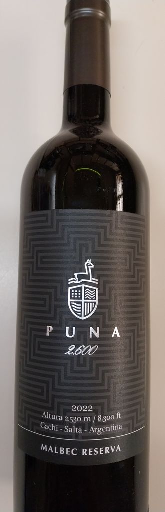 2021 Bodegas Puna 2600 Malbec Reserva, Argentina, Valles Calchaquíes ...
