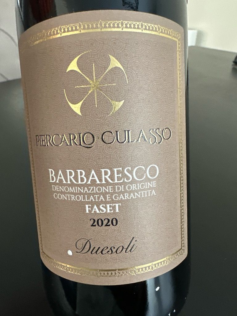 2020 Piercarlo Culasso Barbaresco Duesoli Faset, Italy, Piedmont ...