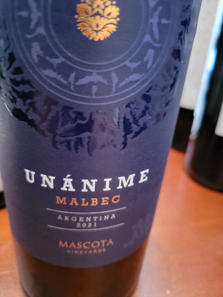 2021 Mascota Vineyards Malbec Unánime, Argentina, Mendoza - CellarTracker