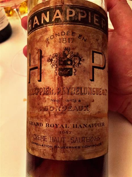 1947 Hanappier Peyrelongue & Co Sauternes Crème Haut Sauternes, France ...
