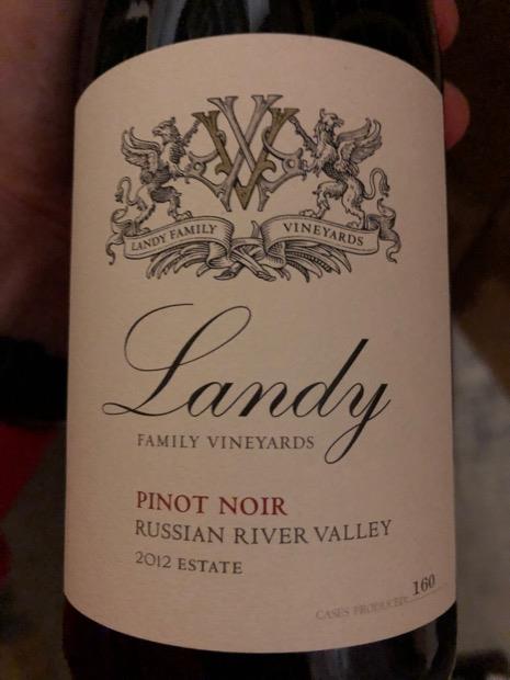2012 Landy Family Vineyards Pinot Noir, USA, California, Sonoma County ...