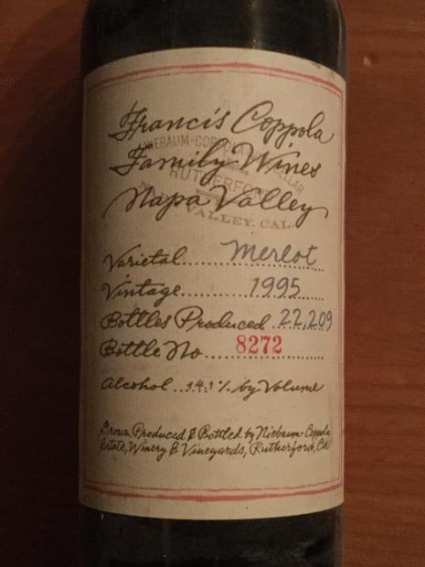 1995 Francis Ford Coppola Merlot, USA, California, Napa Valley ...