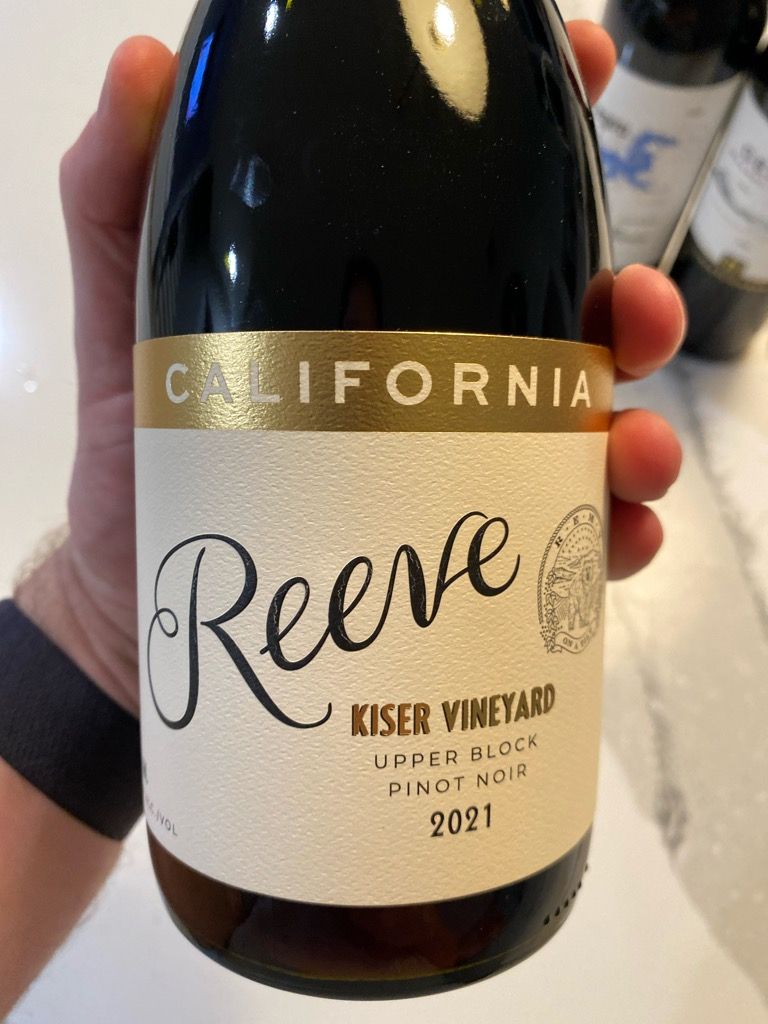 2022 Reeve Wines Pinot Noir Kiser Vineyard Upper Block, USA, California ...