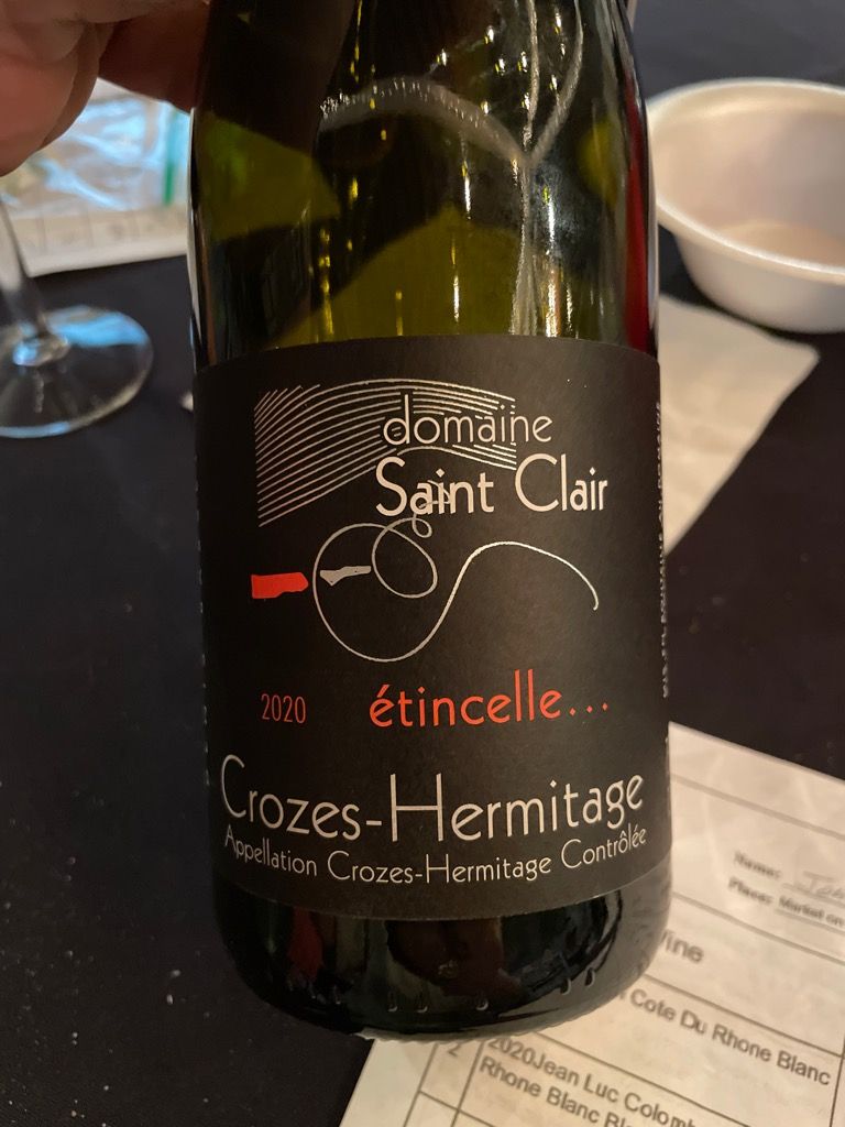 2020 Domaine Saint Clair Crozes-Hermitage Etincelle, France, Rhône ...
