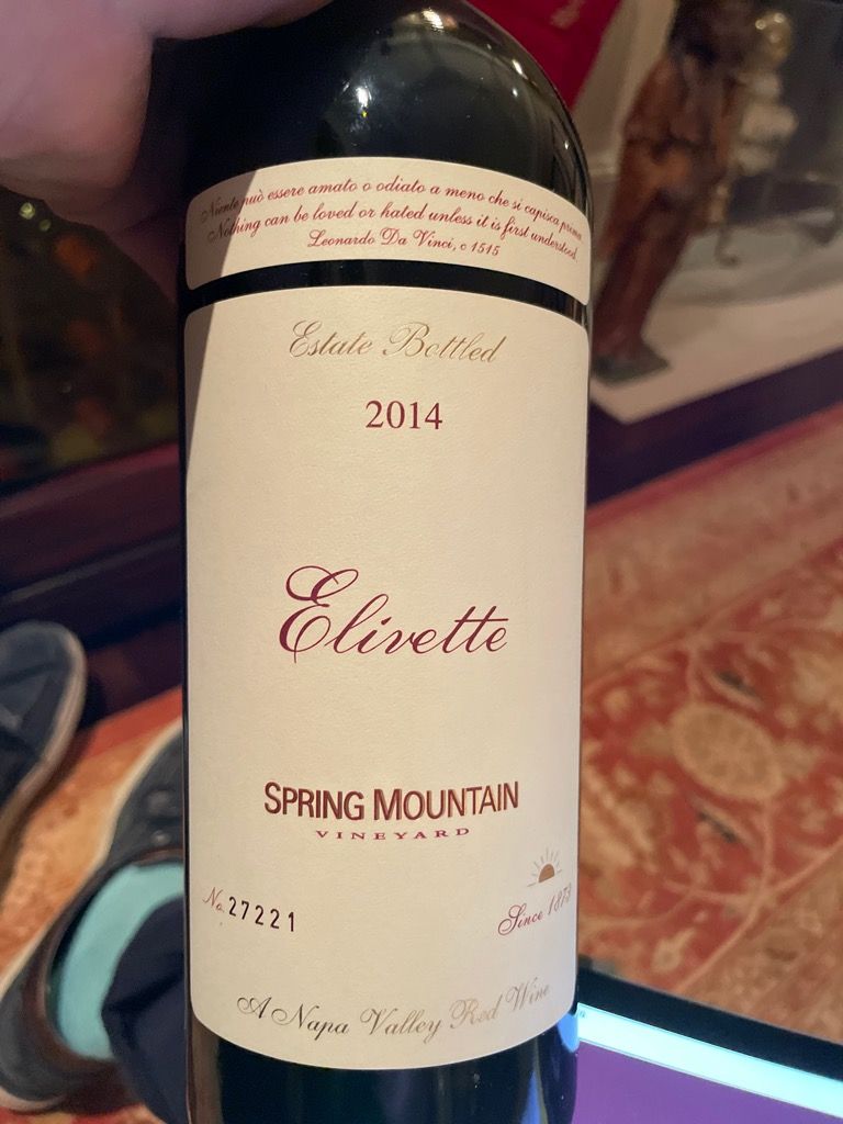 2012 Spring Mountain Vineyard Elivette, USA, California, Napa Valley ...