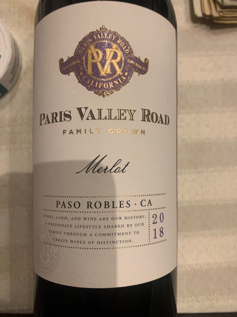 2018 Paris Valley Road Merlot, USA, California - CellarTracker