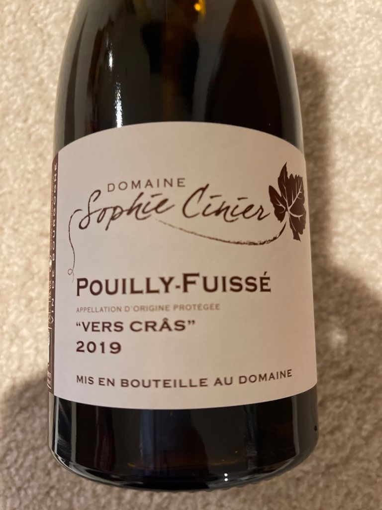 2020 Sophie Cinier Pouilly-Fuissé Vers Cras, France, Burgundy ...
