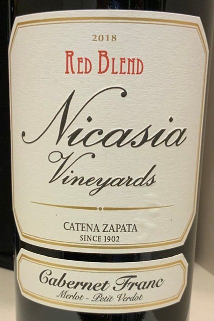 2020 Bodega Catena Zapata Cabernet Franc Nicasia Vineyard, Argentina ...