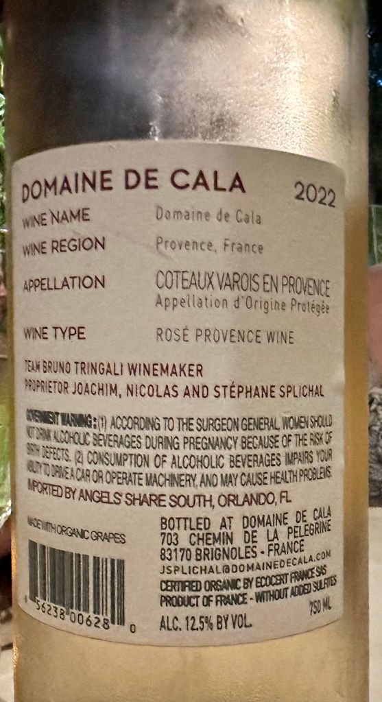 2022 Domaine De Cala Classic Rosé, France, Provence, Côteaux Varois ...