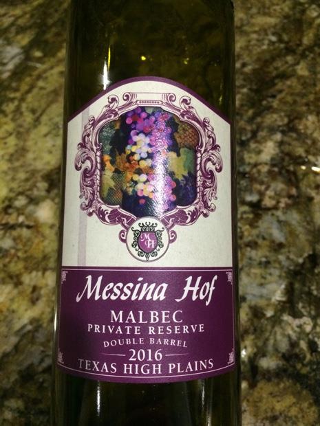 2015 Messina Hof Malbec Private Reserve Double Barrel, USA, Texas ...