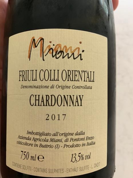 2017 Miani Chardonnay, Italy, Friuli-Venezia Giulia, Friuli Colli ...
