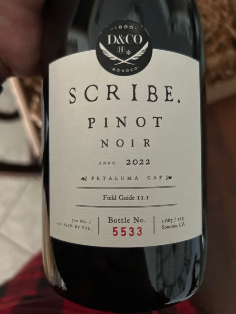 2024 Scribe Pinot Noir Petaluma Gap, USA, California, Sonoma County ...