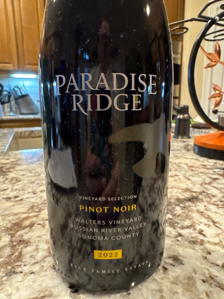 2022 Paradise Ridge Pinot Noir Estate Walter's Vineyard, USA ...