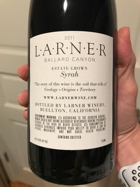 2011 Larner Vineyard Syrah Larner Vineyard, USA, California, Central ...