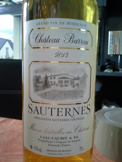2013 Château Barrau, France, Bordeaux, Sauternais, Sauternes - CellarTracker