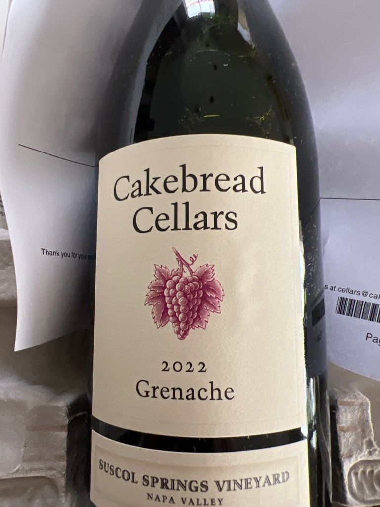 2023 Cakebread Cellars Grenache Suscol Springs Vineyard, USA ...