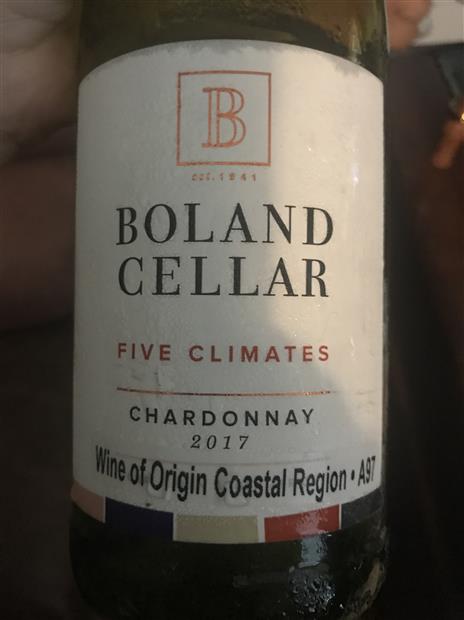 2017 Boland Cellar Chardonnay, South Africa, Coastal Region, Paarl ...
