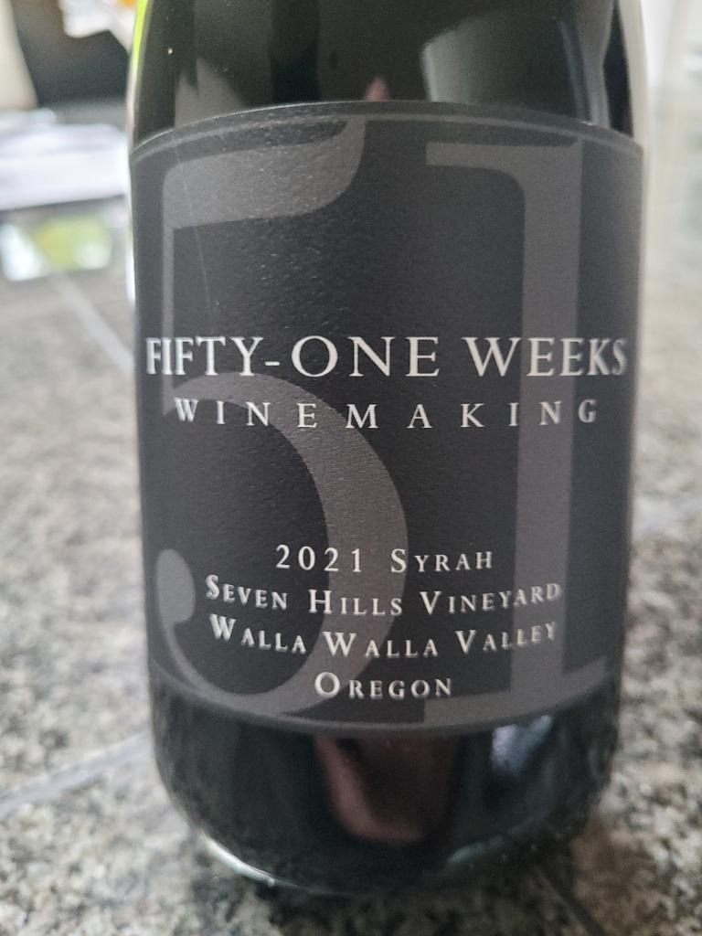 2021 51 Weeks Winemaking Syrah Seven Hills Vineyard, USA, Oregon ...