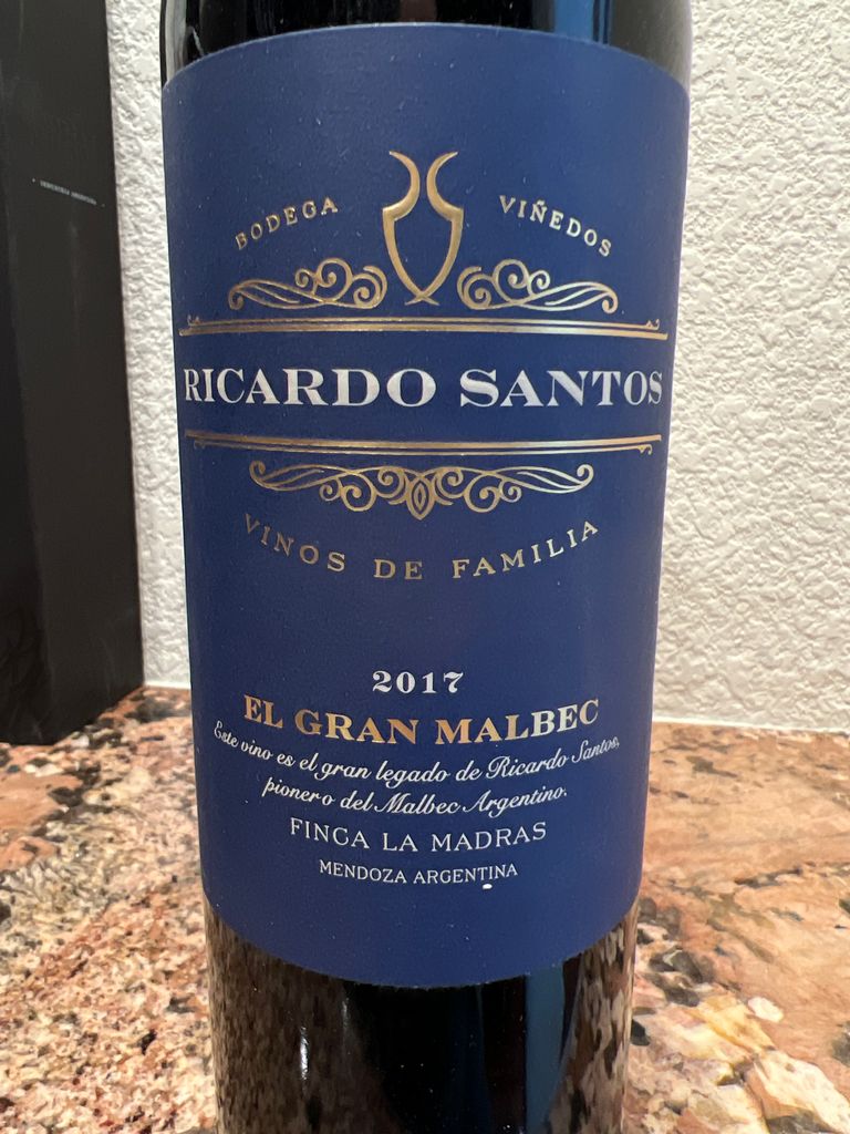 2012 Ricardo Santos Malbec El Gran Malbec, Argentina, Mendoza, Maipú ...