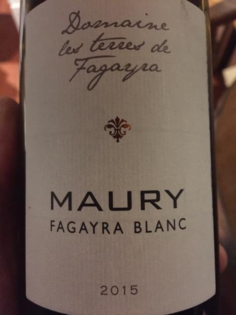 2015 Domaine Les Terres de Fagayra Maury Blanc, France, Languedoc ...