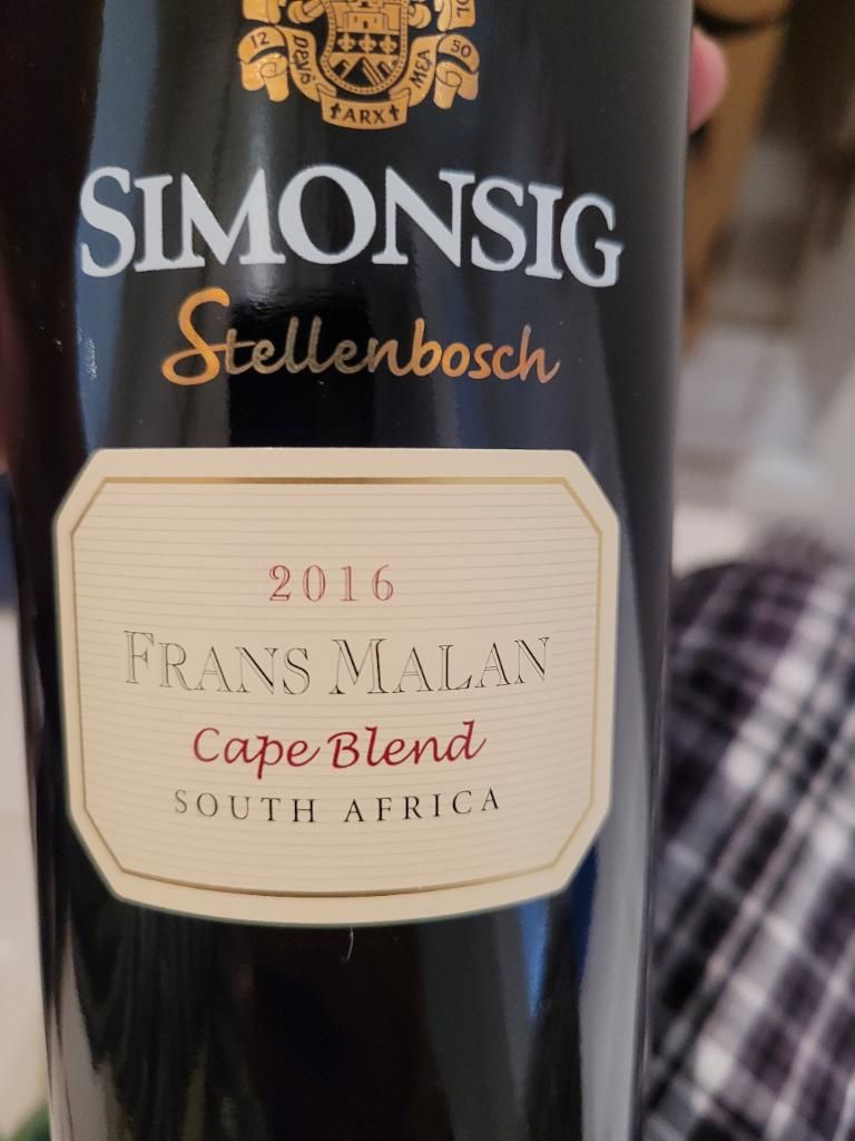 2016 Simonsig Frans Malan, South Africa, Coastal Region, Stellenbosch ...