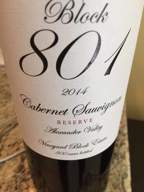 2014 Vineyard Block Estate Cabernet Sauvignon Block 801, USA ...