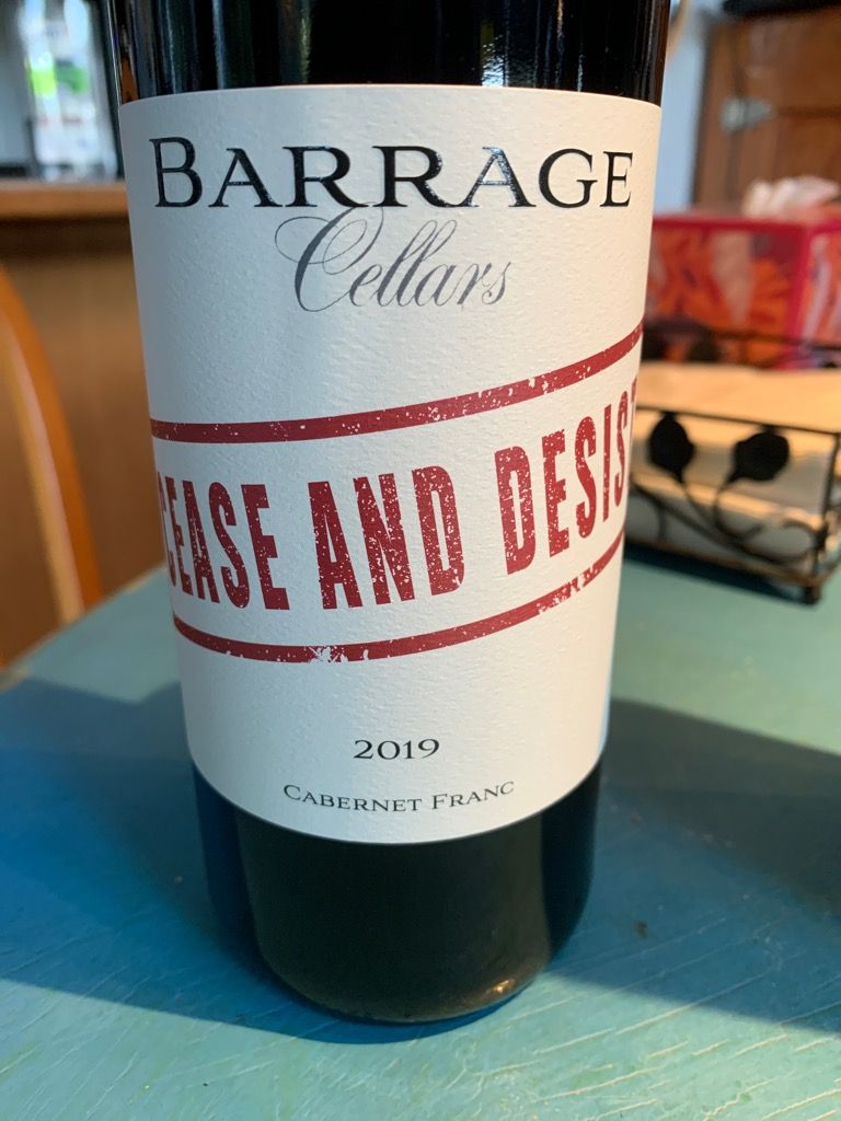 2020 Barrage Cellars Cabernet Franc Cease And Desist, USA, Washington ...