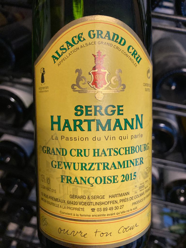 2015 Serge & Gerard Hartmann Gewurztraminer Hatschbourg Francoise ...