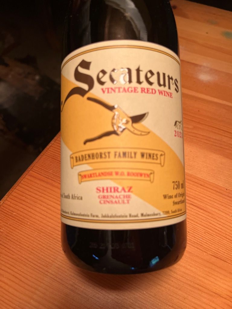 2021 Badenhorst Family Wines Secateurs Red Blend, South Africa, Coastal ...