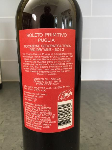 2016 Soleto Primitivo Puglia IGT, Italy, Puglia, Puglia IGT - CellarTracker