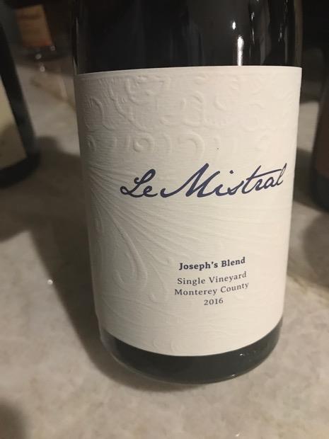 2016 Le Mistral Vineyard Joseph's Blend, USA, California, Central Coast ...
