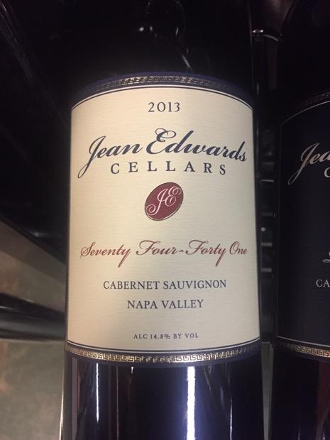 2013 Jean Edwards Cellars Cabernet Sauvignon Seventy Four - Forty One ...