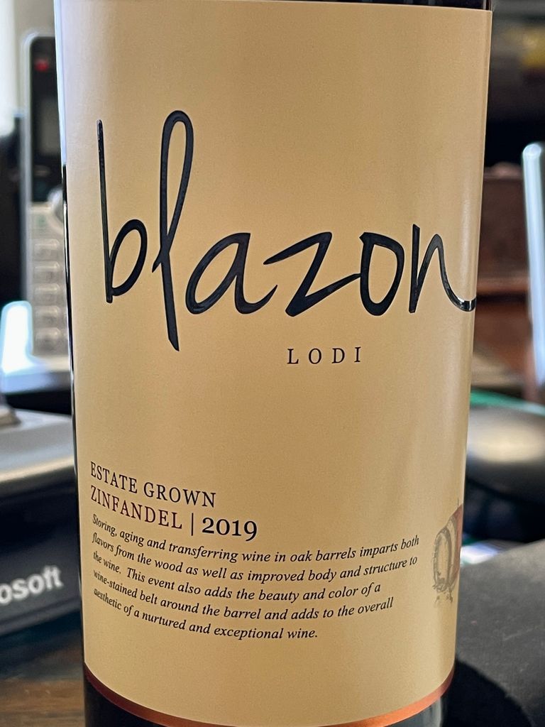 2019 Blazon Zinfandel, USA, California, Central Valley, Lodi ...