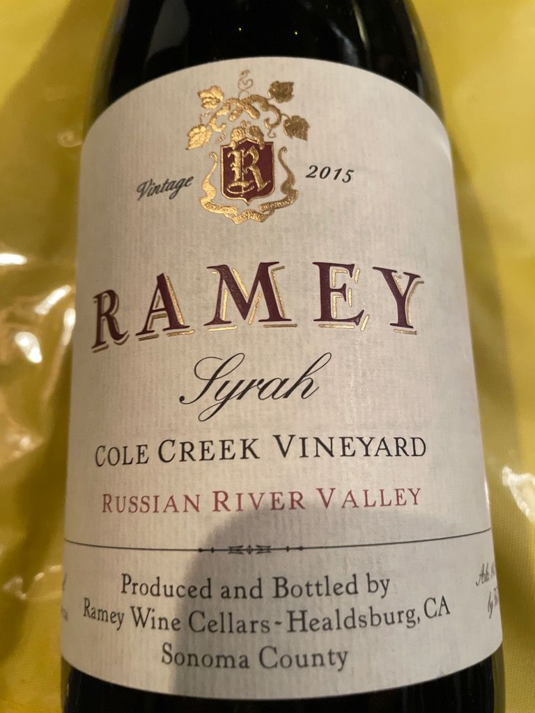 2017 Ramey Syrah Cole Creek Vineyard, USA, California, Sonoma County ...