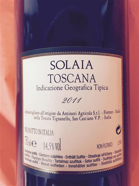 2011 Antinori Solaia Toscana IGT, Italy, Tuscany, Toscana IGT ...