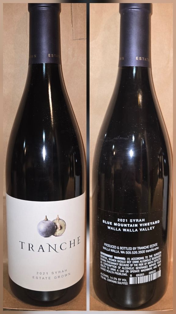 2020 Tranche Cellars Syrah Estate Blue Mountain Vineyard, USA ...