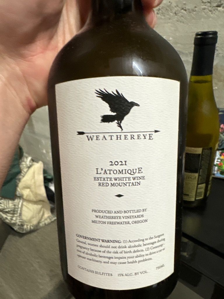 2020 WeatherEye Vineyards L'Atomique, USA, Washington, Columbia Valley ...