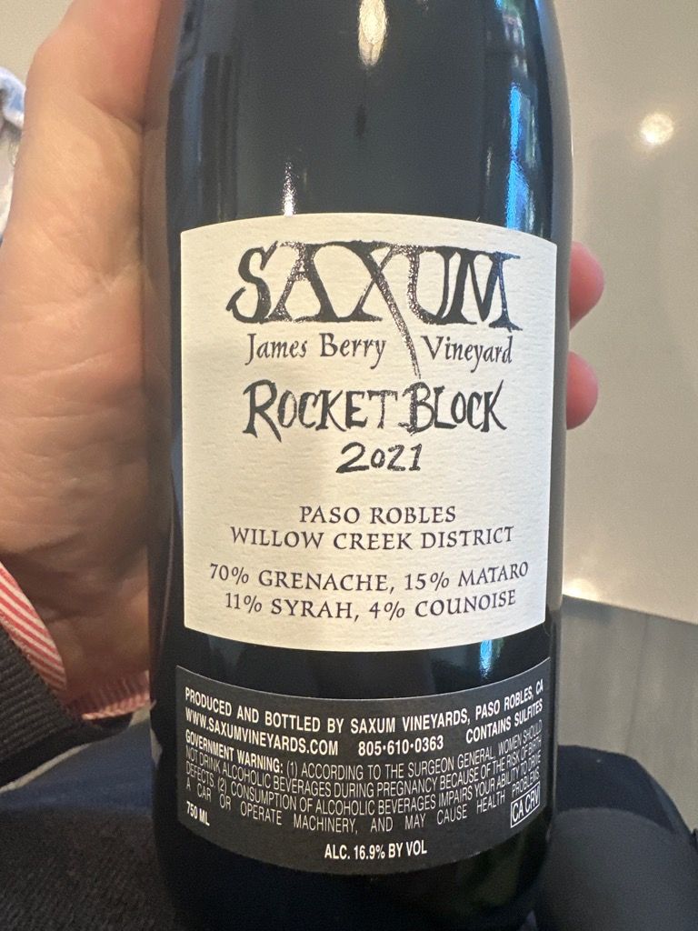 2021 Saxum Cuvée Rocket Block James Berry Vineyard, USA, California ...
