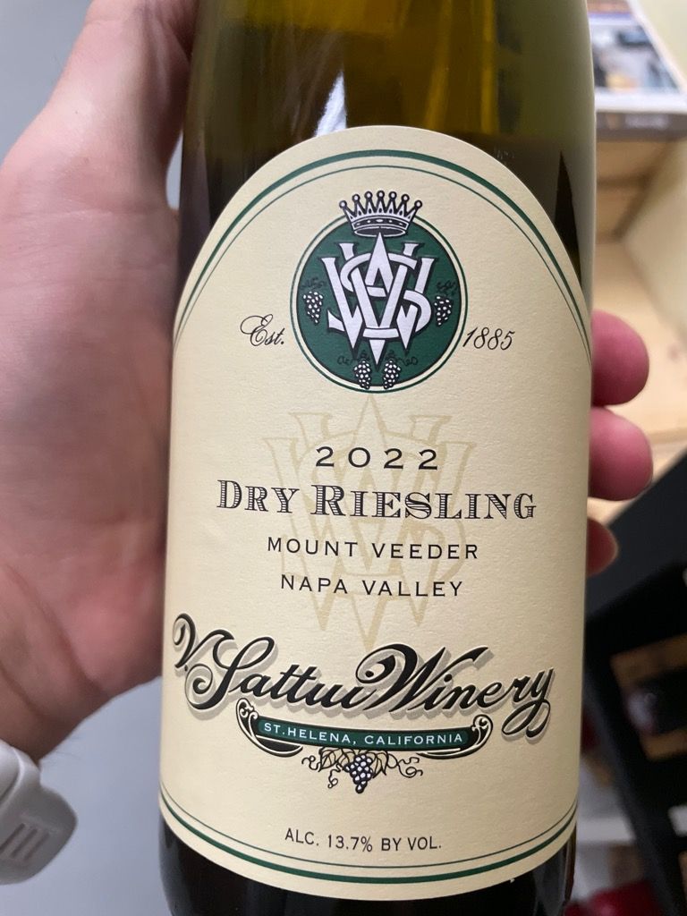 2022 V. Sattui Winery Dry Riesling, USA, California, Napa Valley, Mt ...