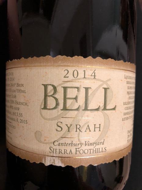 2014 Bell Wine Cellars Syrah Canterbury Vineyard, USA, California ...
