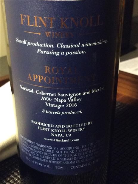 2016 Flint Knoll Royal Appointment, USA, California, Napa Valley ...