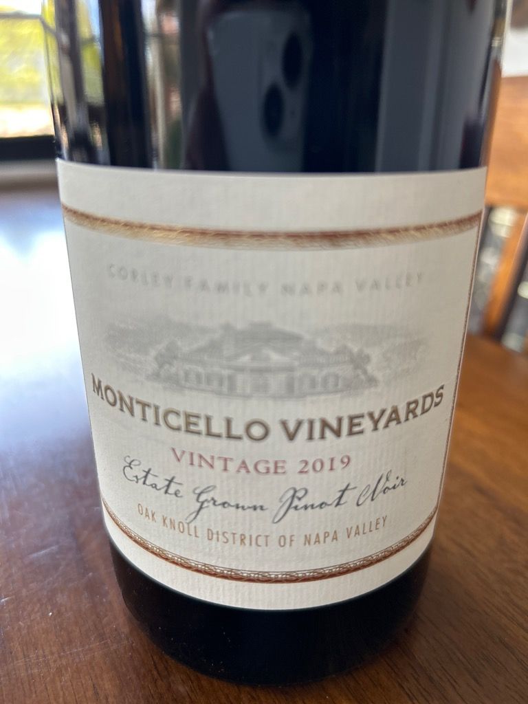 2019 Monticello Vineyards (Corley Family) Pinot Noir, USA, California ...