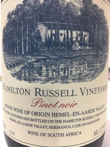 2016 Hamilton Russell Vineyards Pinot Noir, South Africa, Cape South ...
