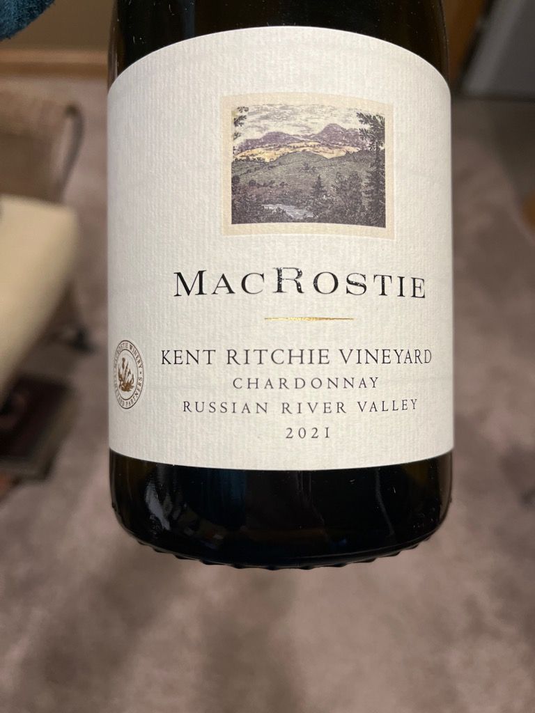 2021 MacRostie Chardonnay Kent Ritchie Vineyard, USA, California ...