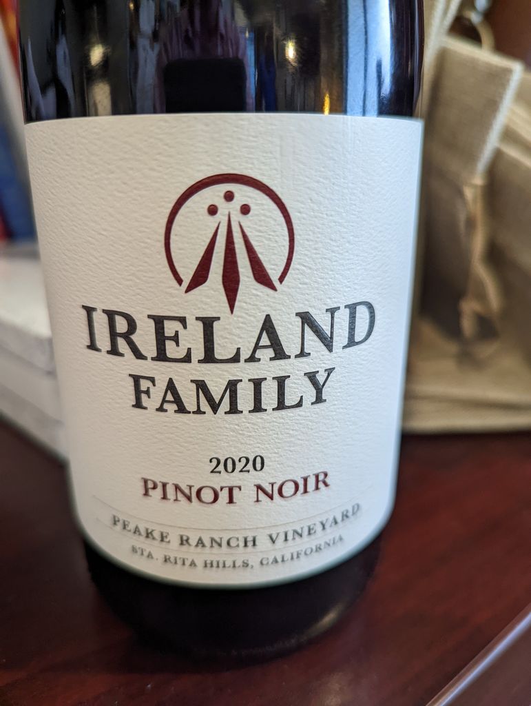 2020 Ireland Family Pinot Noir Peake Ranch Vineyard, USA, California ...