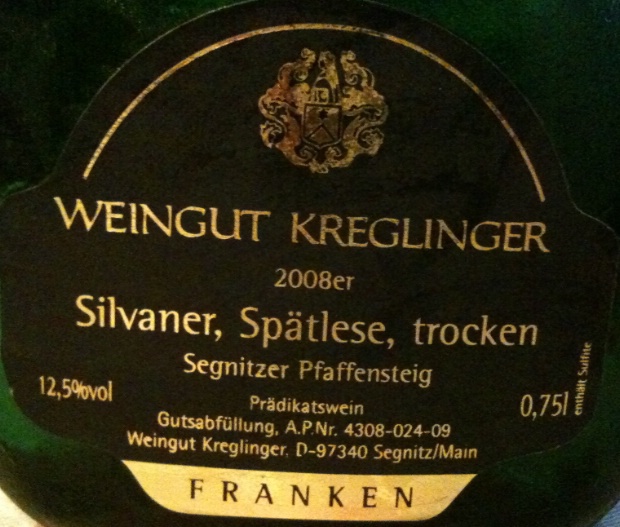 2008 Weingut Kreglinger Segnitzer Pfaffensteig Silvaner Spätlese ...