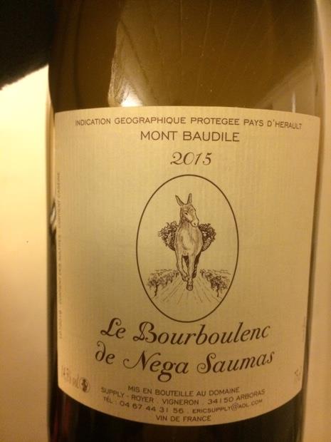 2020 Domaine Supply-Royer Mont Baudile Le Bourboulenc de Nega Saumas ...